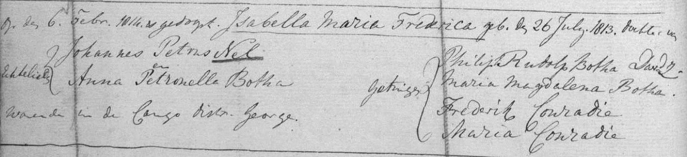 Familie-legkaart: f.3. Isabella Maria Frederika NEL, geb. 26/07/1813 ...