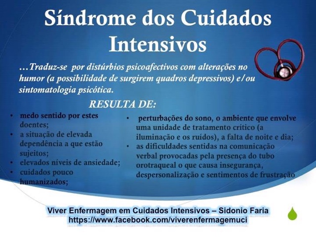 Viver Enfermagem em Cuidados Intensivos: O SÍNDROME DOS CUIDADOS INTENSIVOS