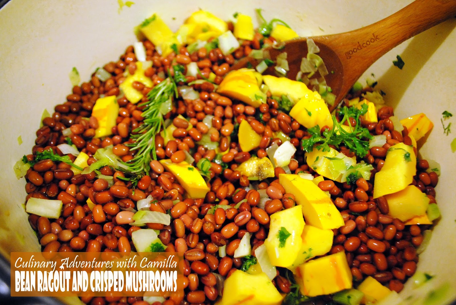 Bean Ragoût and Crisped Mushrooms for #SundaySupper