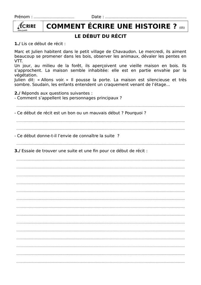 commment ecrire une histoire - موارد المعلم