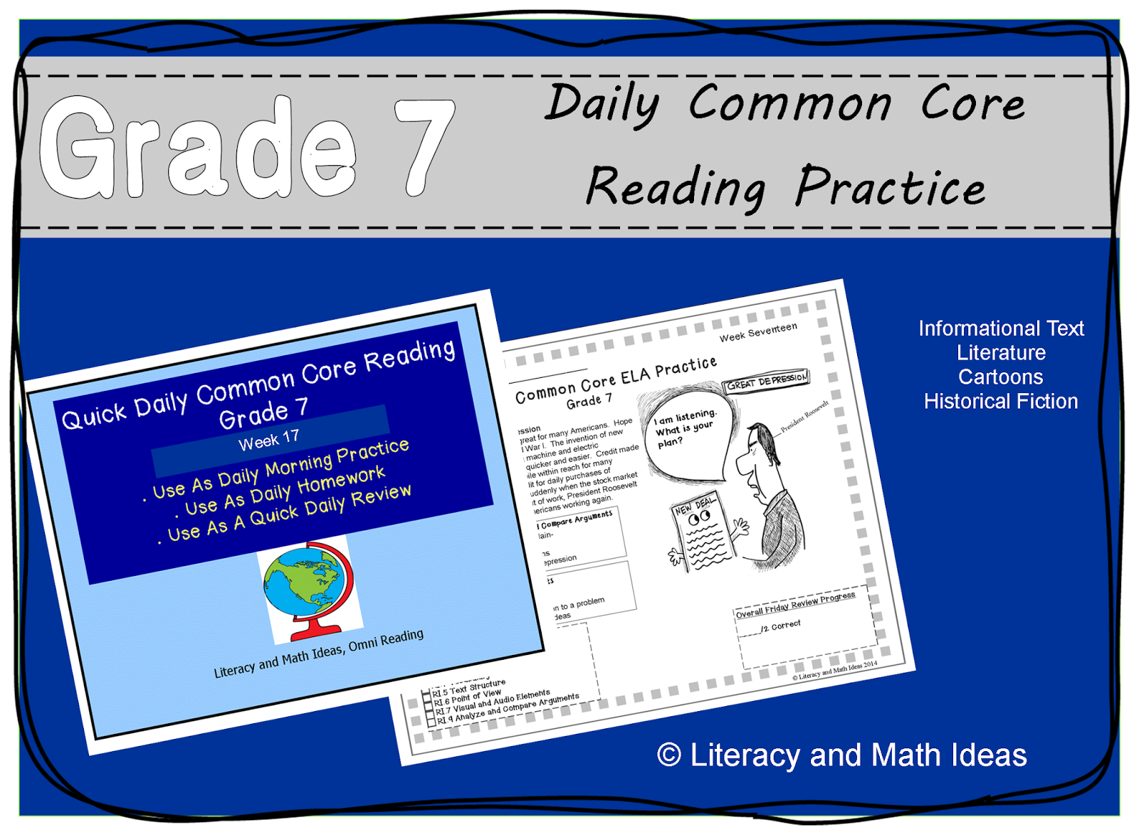 Literacy & Math Ideas: Grade 7 Middle School Common Core Reading Resources
