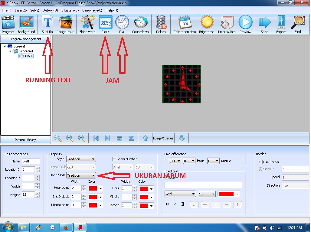 Membuat Jam dan Running Text