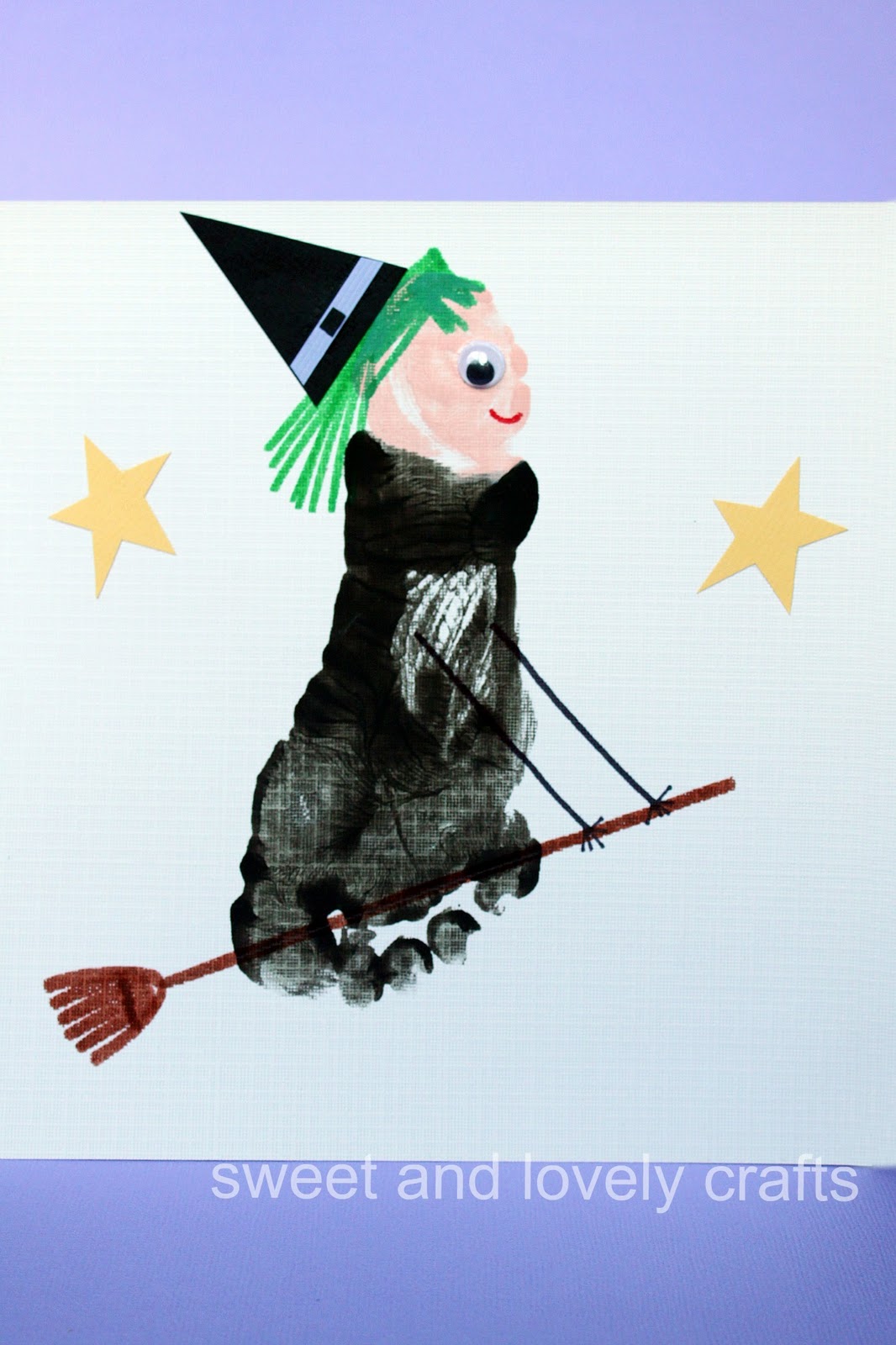 sweet and lovely crafts: footprint flying witch