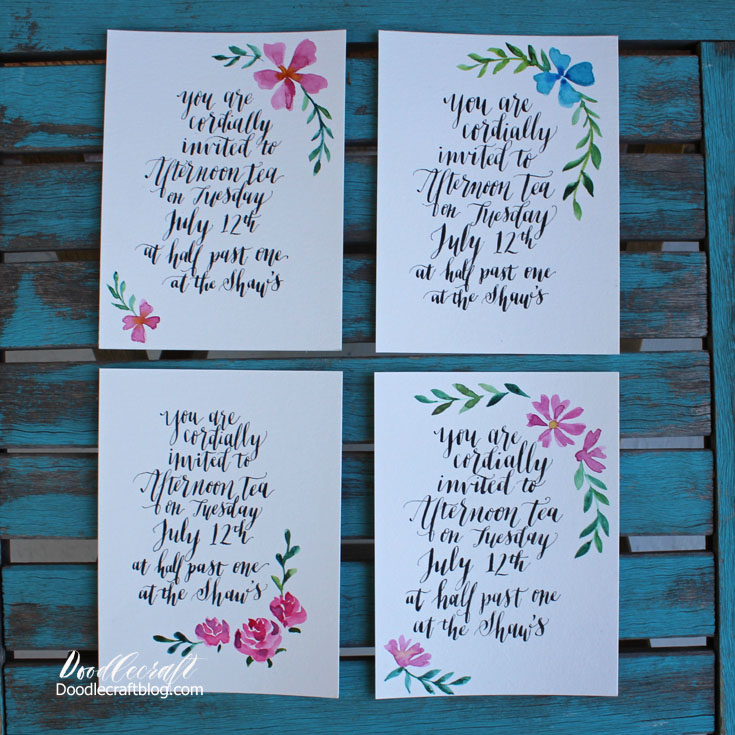 Calligraphy Tea Party Invitations!