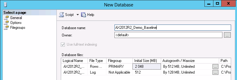 Yet Another Dynamics AX Blog: Create a new Baseline Database for AX2012