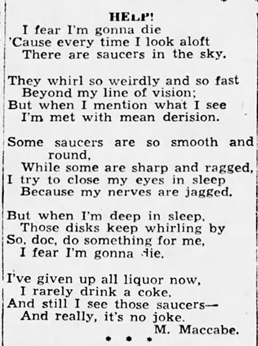 The Saucers That Time Forgot: Forgotten UFO Literature: The Poems of 1947