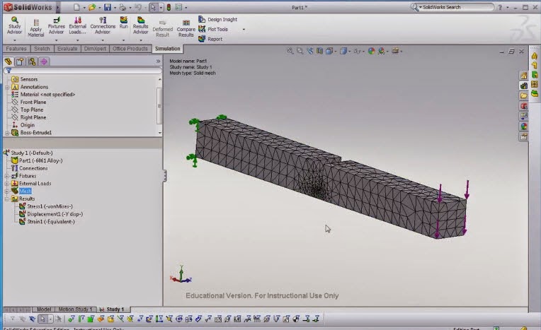 Solidworks simulation: Mesh control, adaptive meshing. - SolidWorks Share
