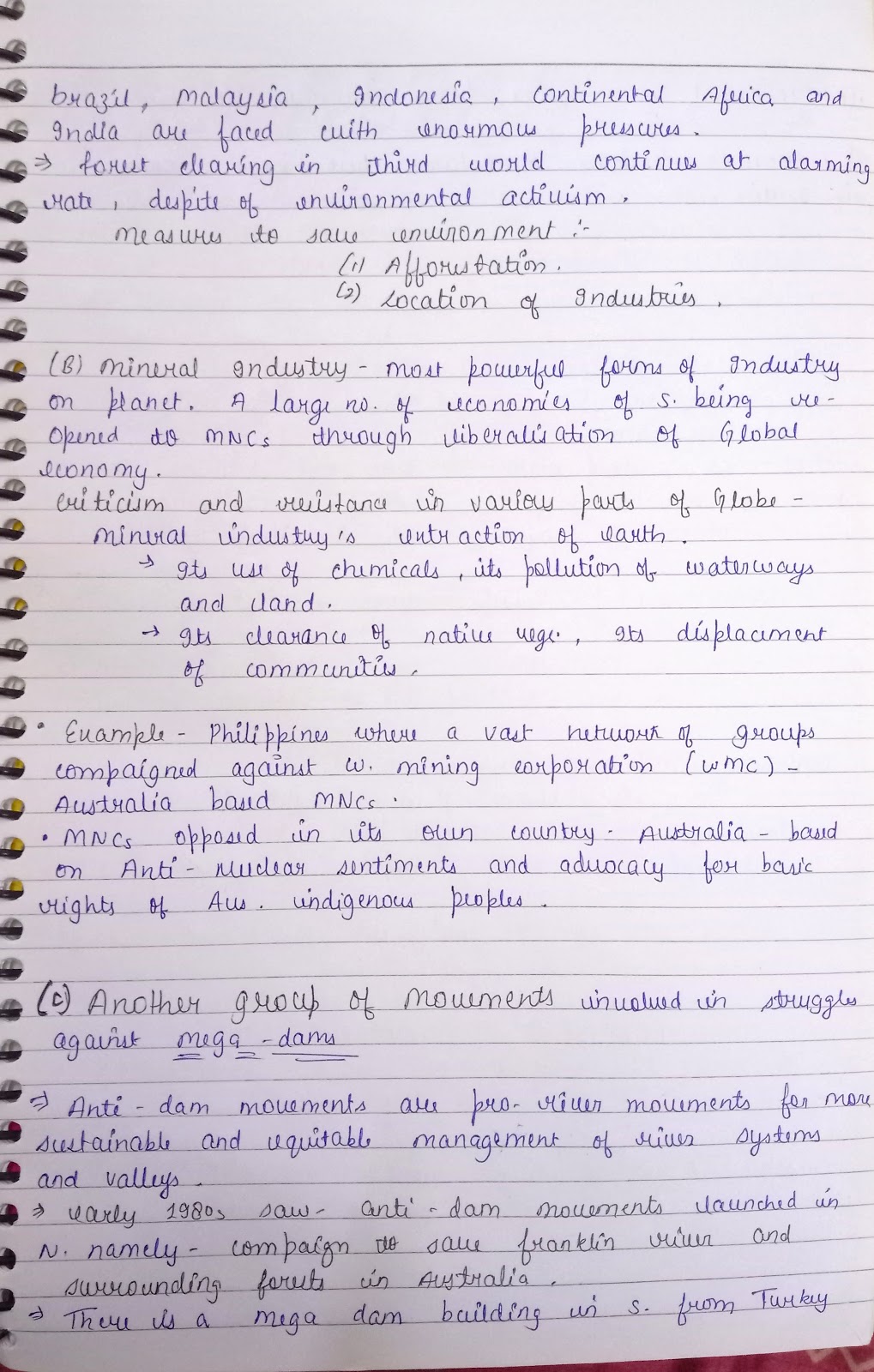 handwritten notes of environment and natural resources-[political ...