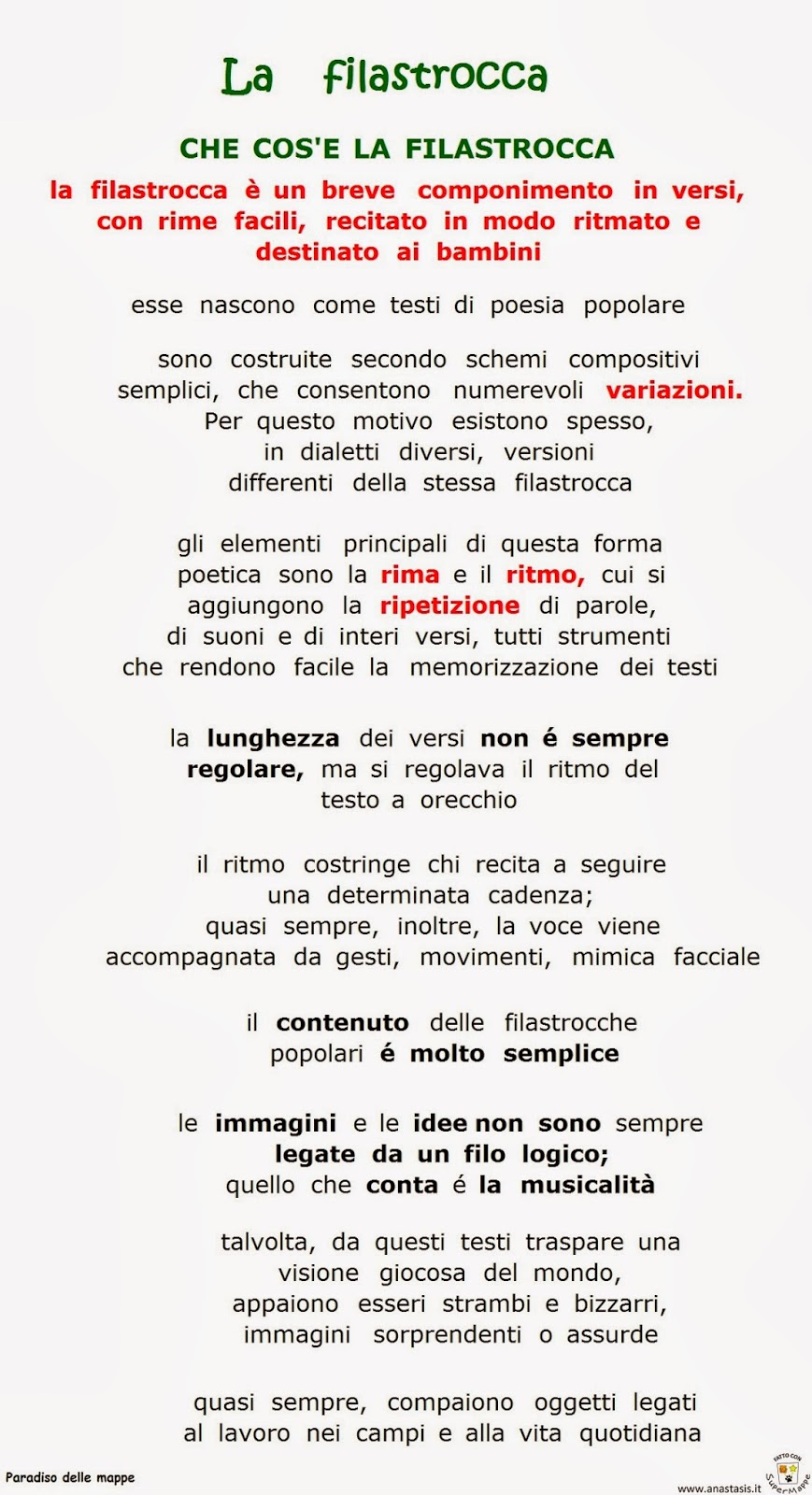 Paradiso delle mappe: La filastrocca: che cos'è
