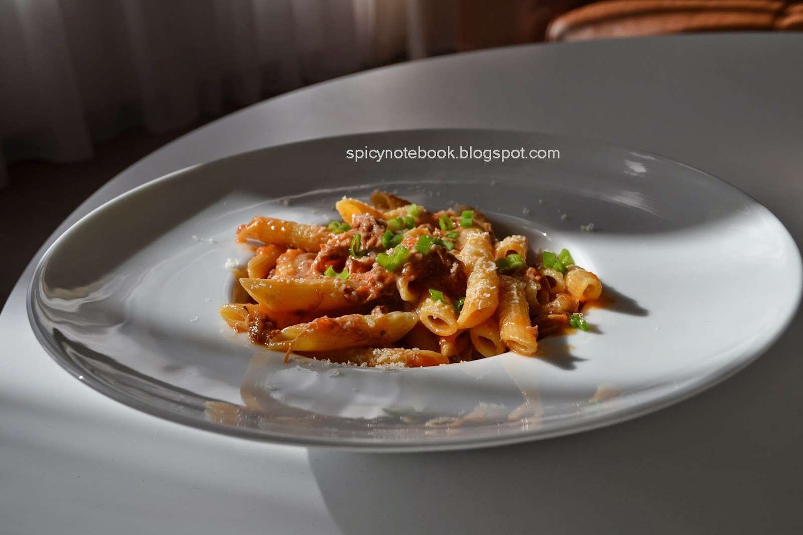 Spicy notebook: Penne pasta with rabbit ragu