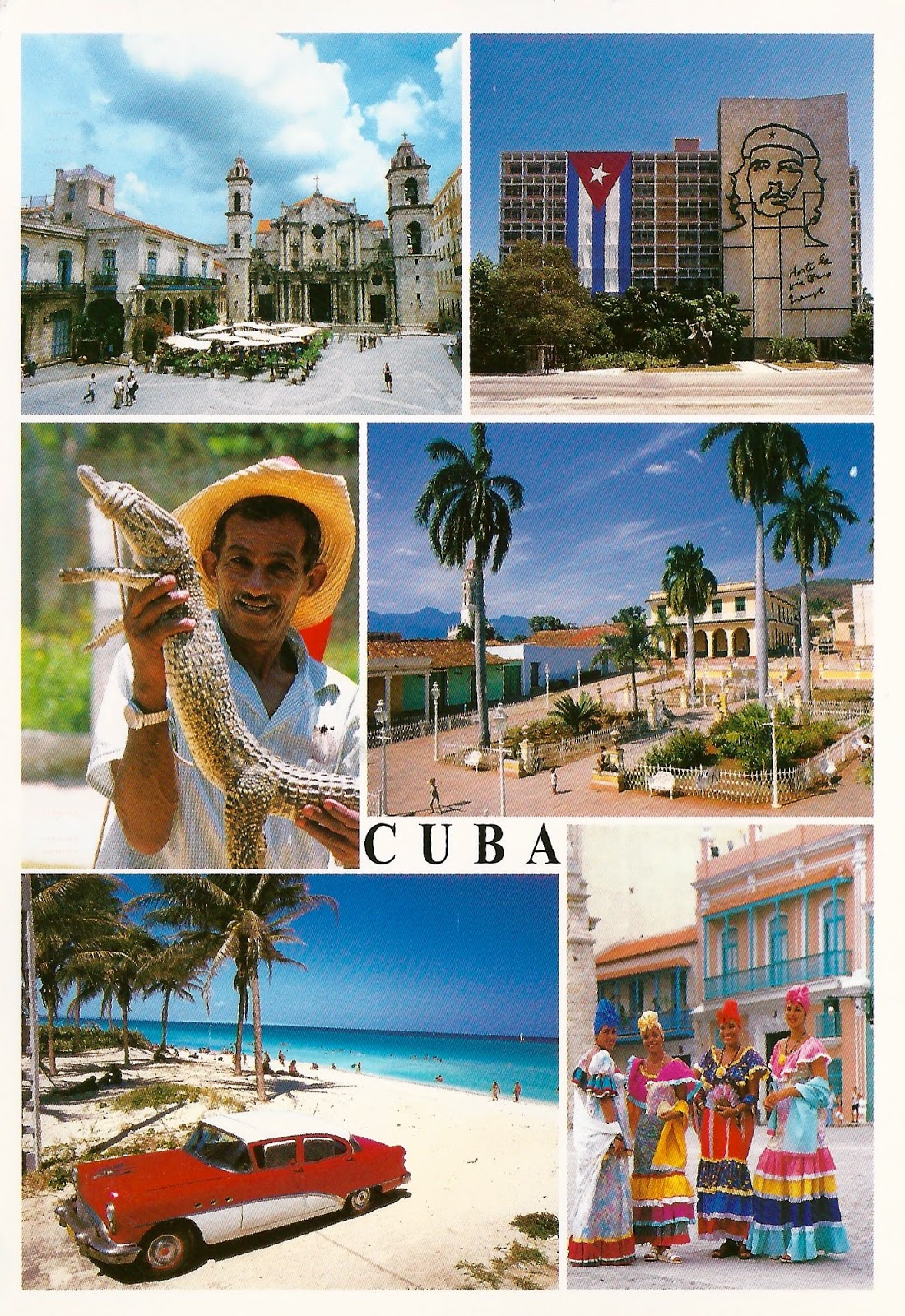 My Favorite Postcards: A Multiview Postcard of Cuba, A Car, A Crocodile ...