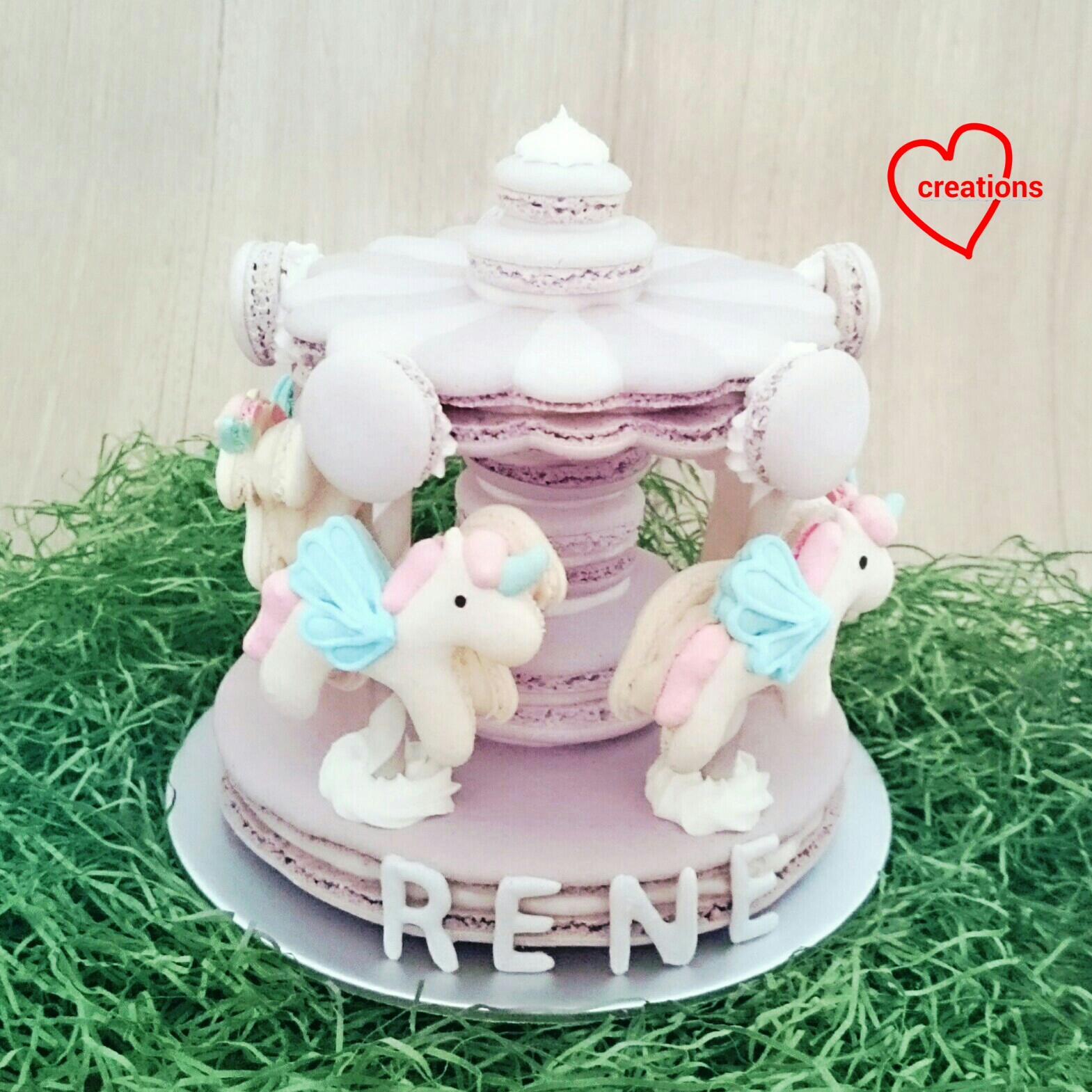 Loving Creations for You: Lychee Purple Unicorn Macaron Carousel