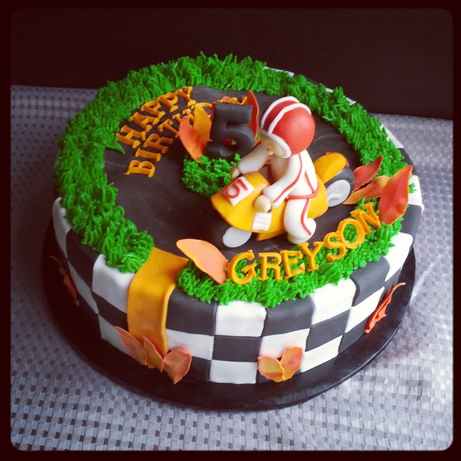 Second Generation Cake Design: Motorcycle 5th Birthday Race Track ...