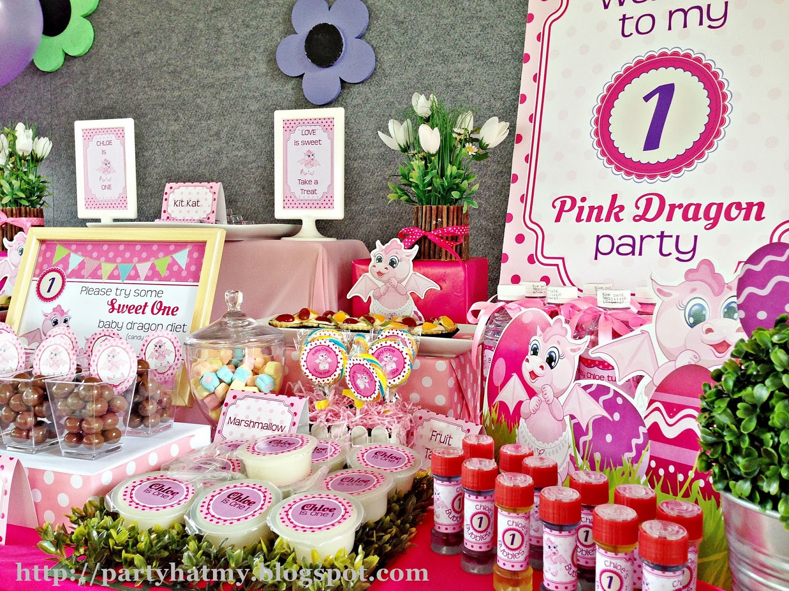 Party Hat: Pink Baby Dragon Birthday Party