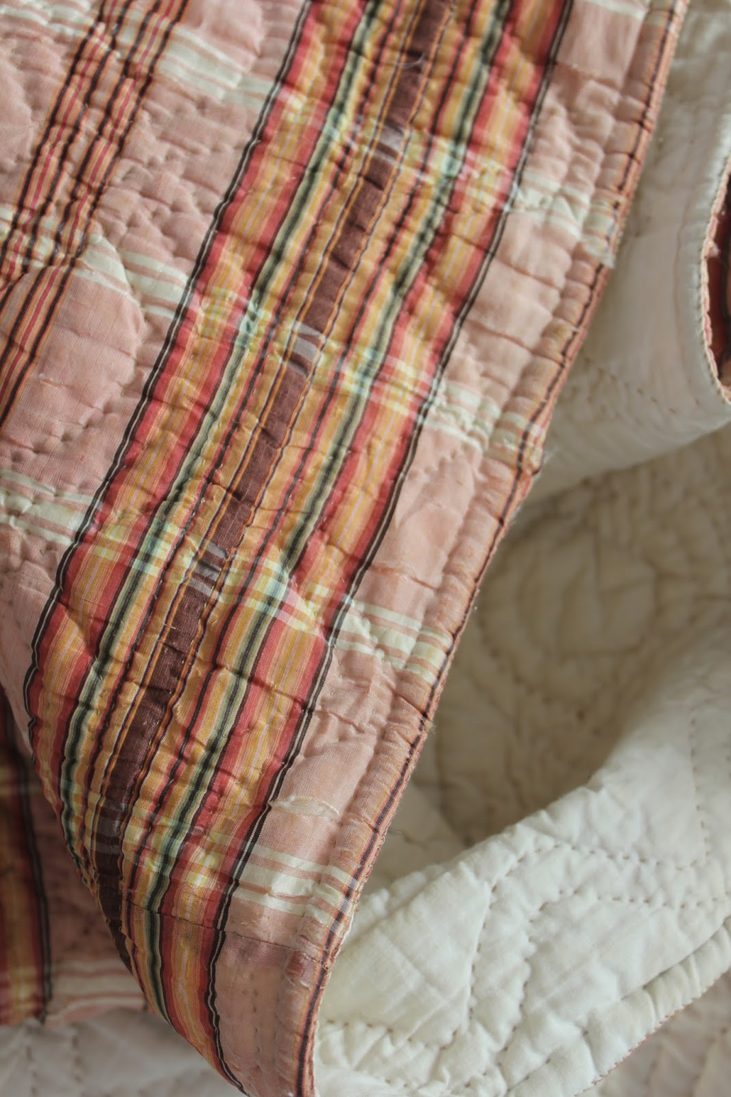 SilkDamask : A French Plaid Silk Taffeta Boutis Quilt, c. 1760s+