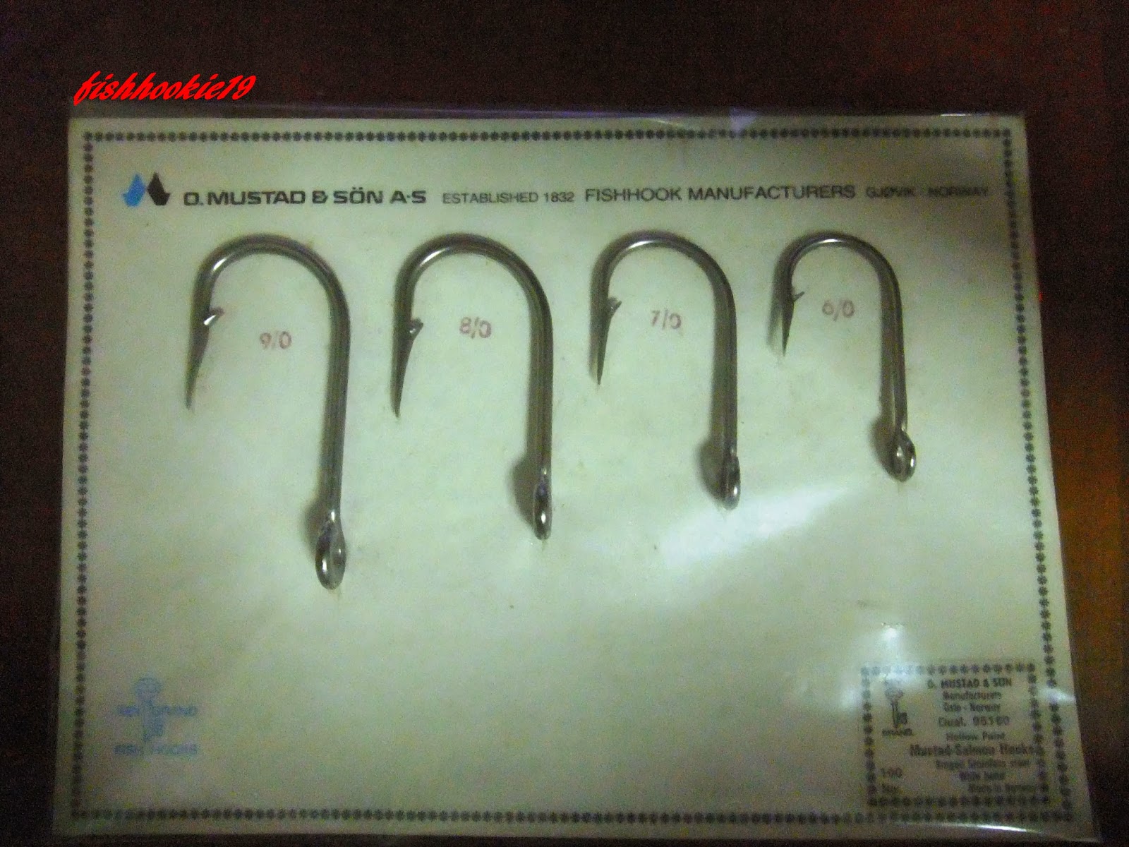 Old Mustad brand's fish hooks.