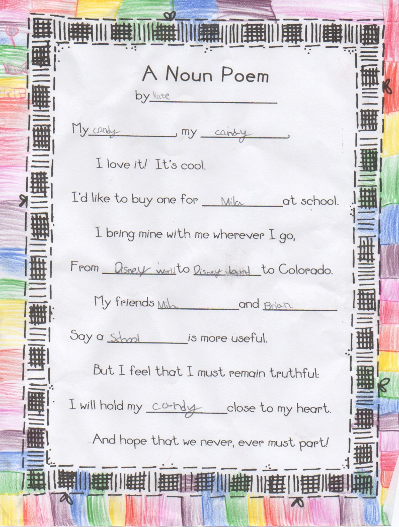 Mrs. Huff's Stuff: Authors and Artists Writing Club!: Noun Poems!