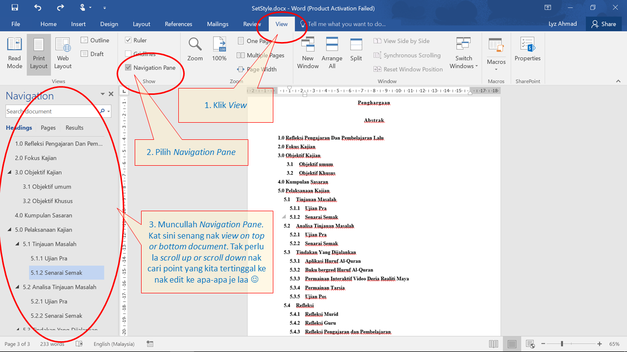 Cara mudah set Numbering Style dalam MS Word ~ Cikgu Liz SEN