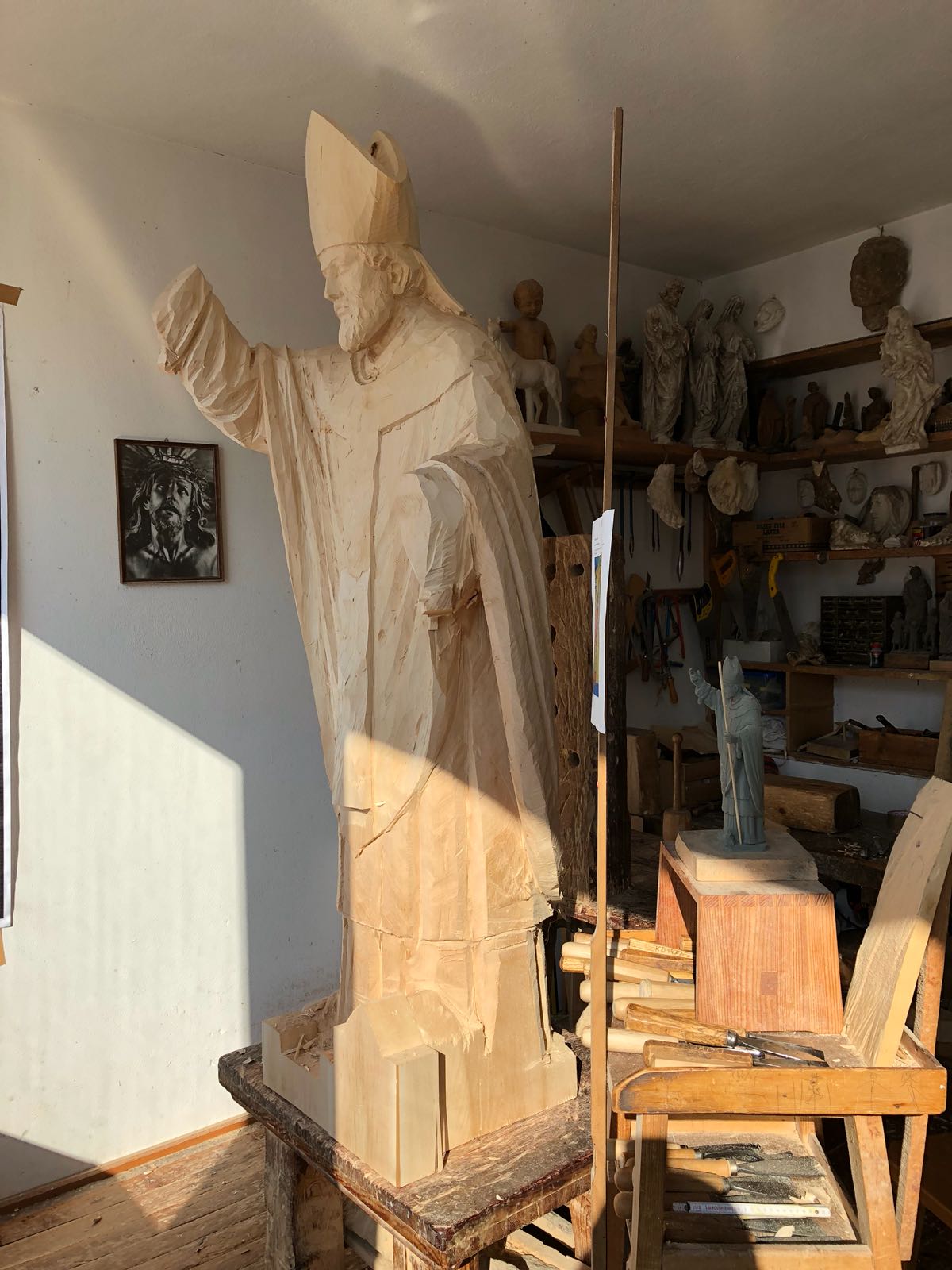 Hand-Carved Statue of St. Rufinus of Capua by Ferdinand Stuflesser 1875 ...