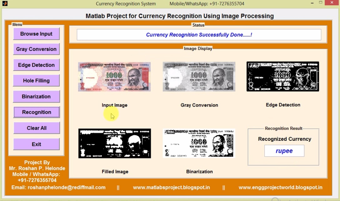Currency Recognition Using Image Processing Matlab Project With Source
