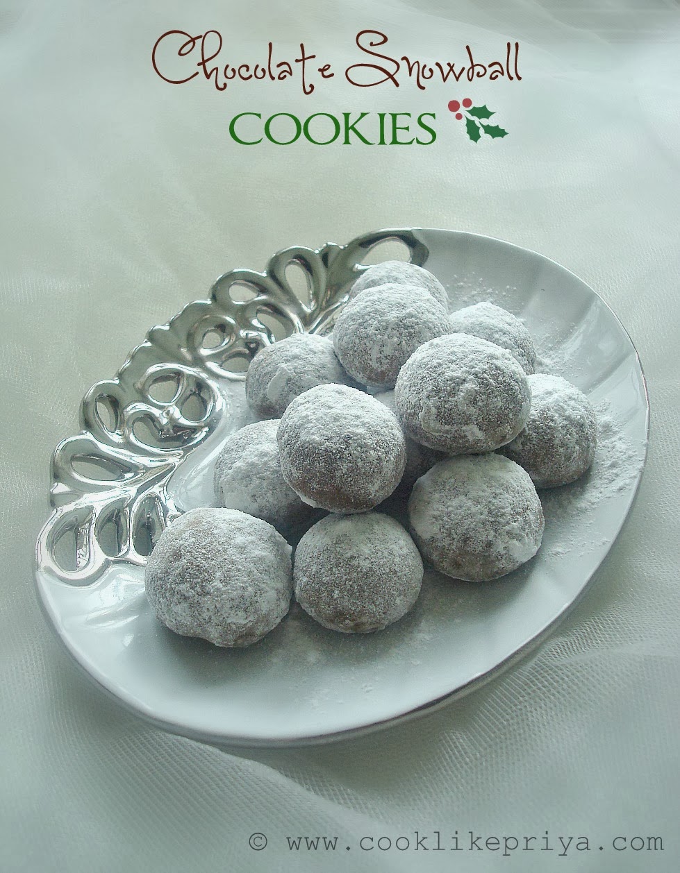 Cook like Priya: Chocolate Snowball Cookies Recipe | Eggless Snowball ...