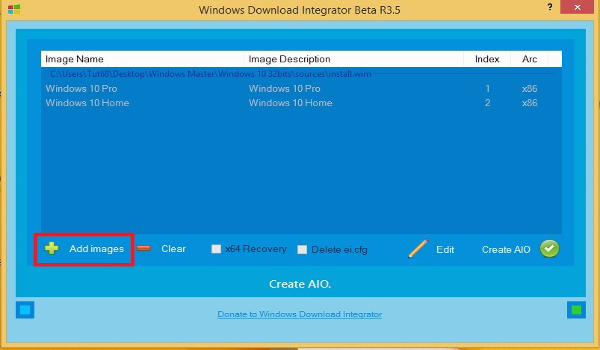 7.- Finalmente, obtenemos una imagen como esta y pulsamos en CREATE AIO