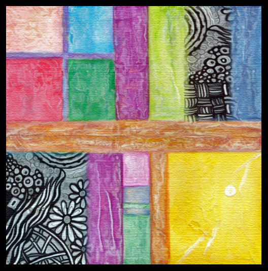 Lorrainas Art Gallery: Square collage with zentangle