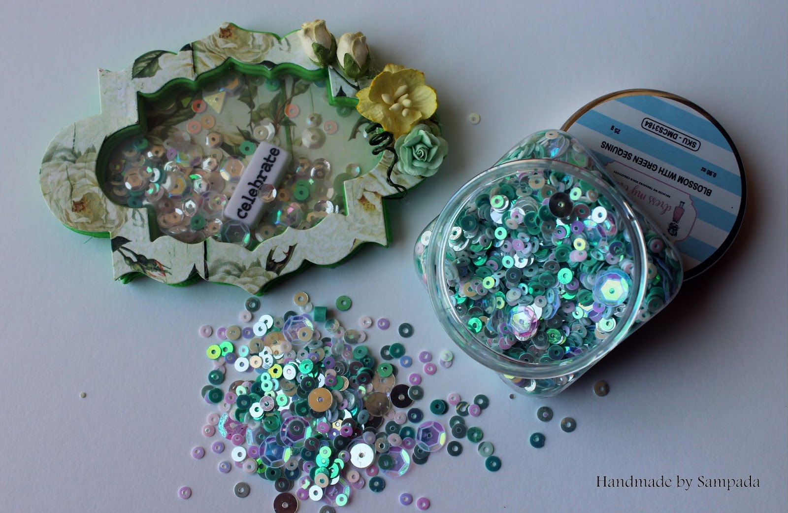 Crafters Corner : Shaker Embellishments with Dress My Craft Sequins..