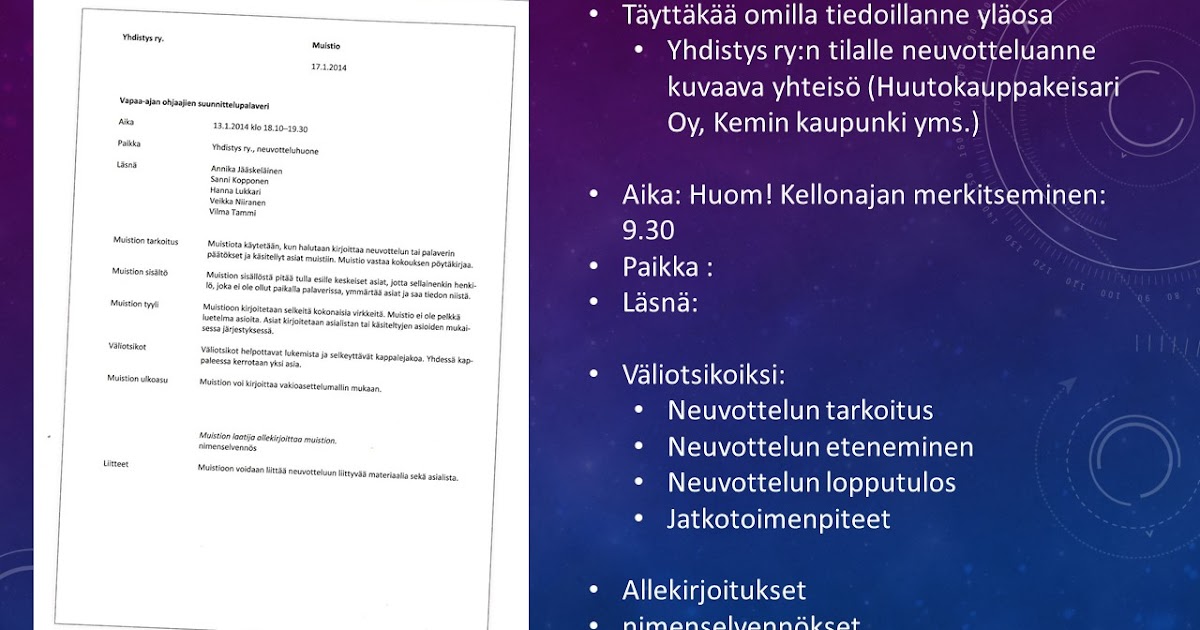 FAI MEM16: ÄK4 Muistion kirjoittaminen