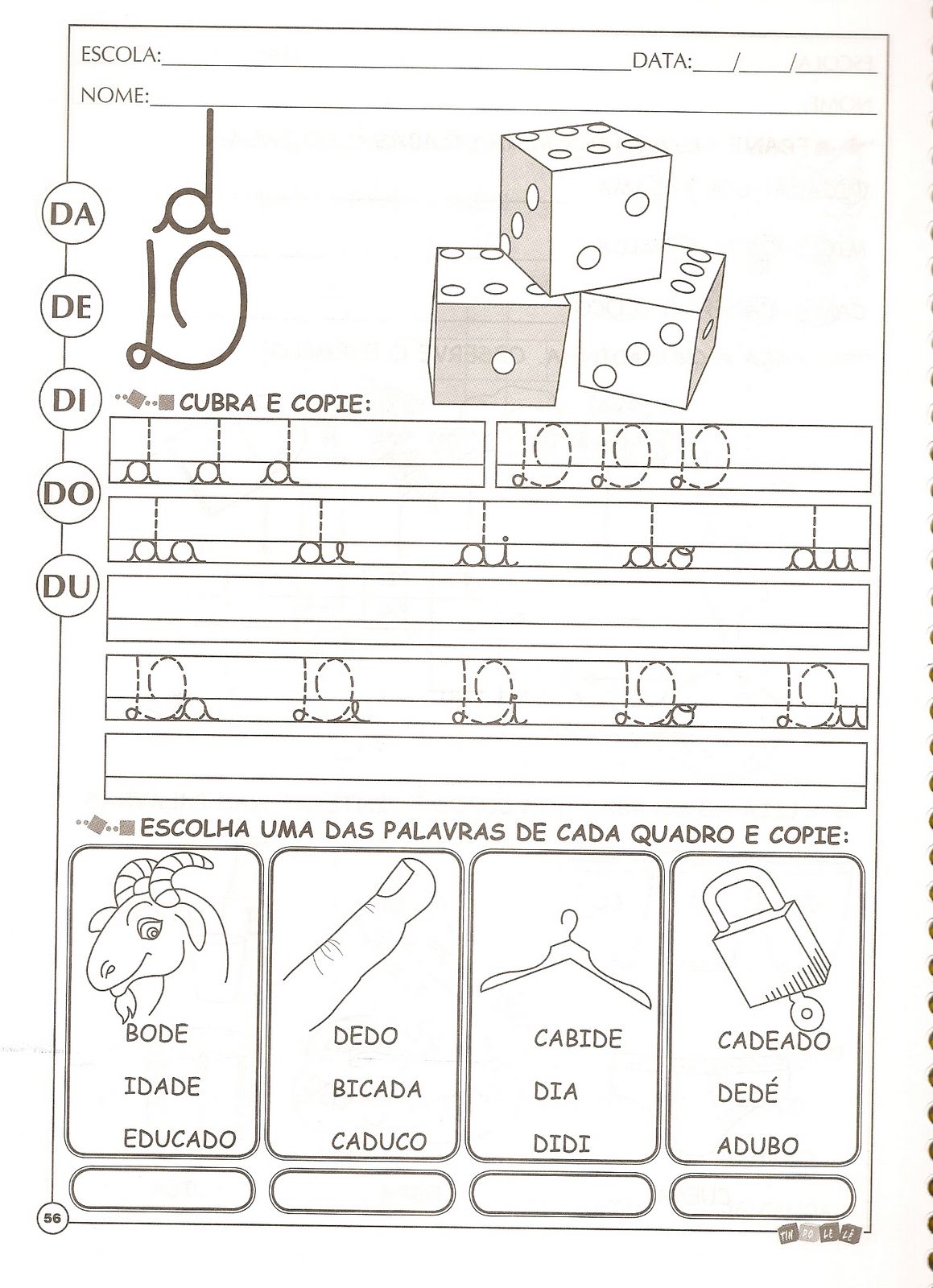 Paraíso da Alfabetização: Atividades com a letra D