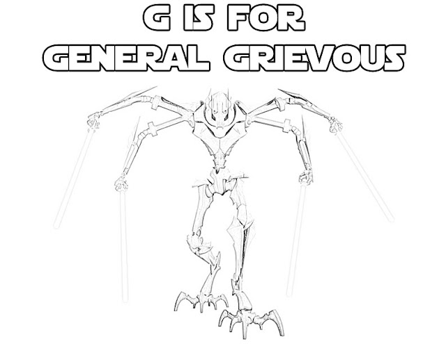 Star Wars Alphabet Coloring Page - G is for General Grievous - The Star ...