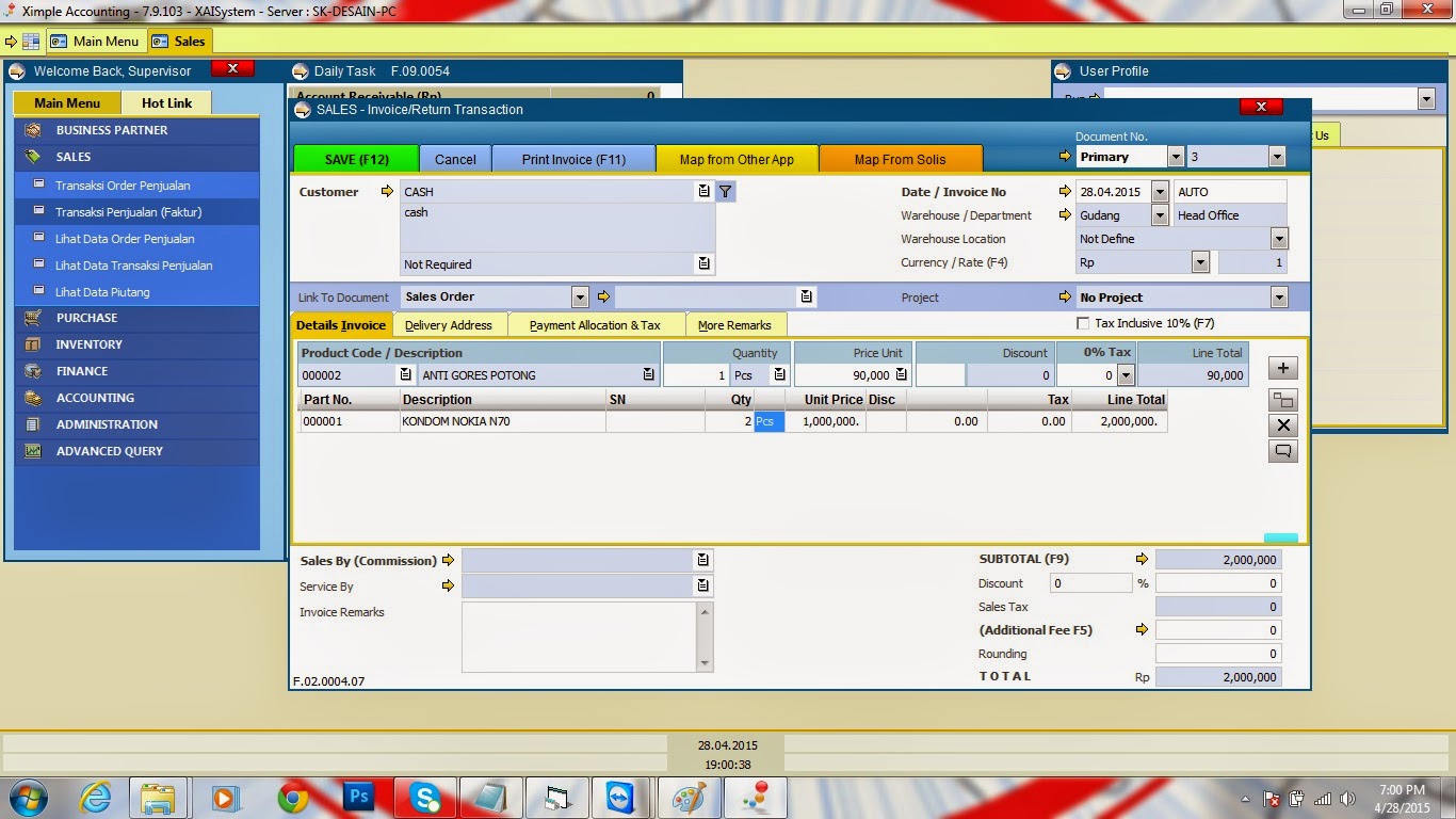 XIMPLE ACCOUNTING INTERNASIONAL (XAI): PROGRAM FRONT OFFICE AND BACK OFFICE