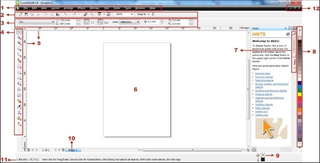 Tampilan Lembar Kerja Corel Draw dan Kegunaannya | Materi Desain Grafis