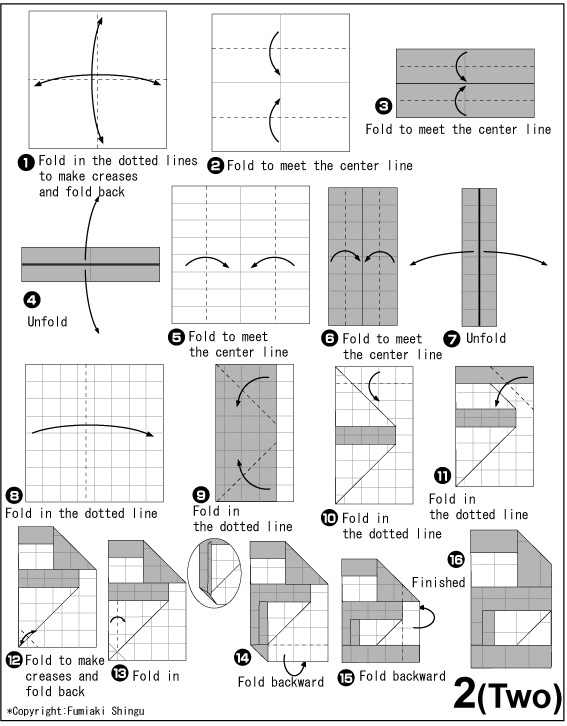 Number 2（Two） - Easy Origami instructions For Kids