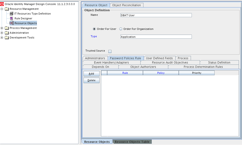 Oracle Stack Configure Password Policy For Application Instances