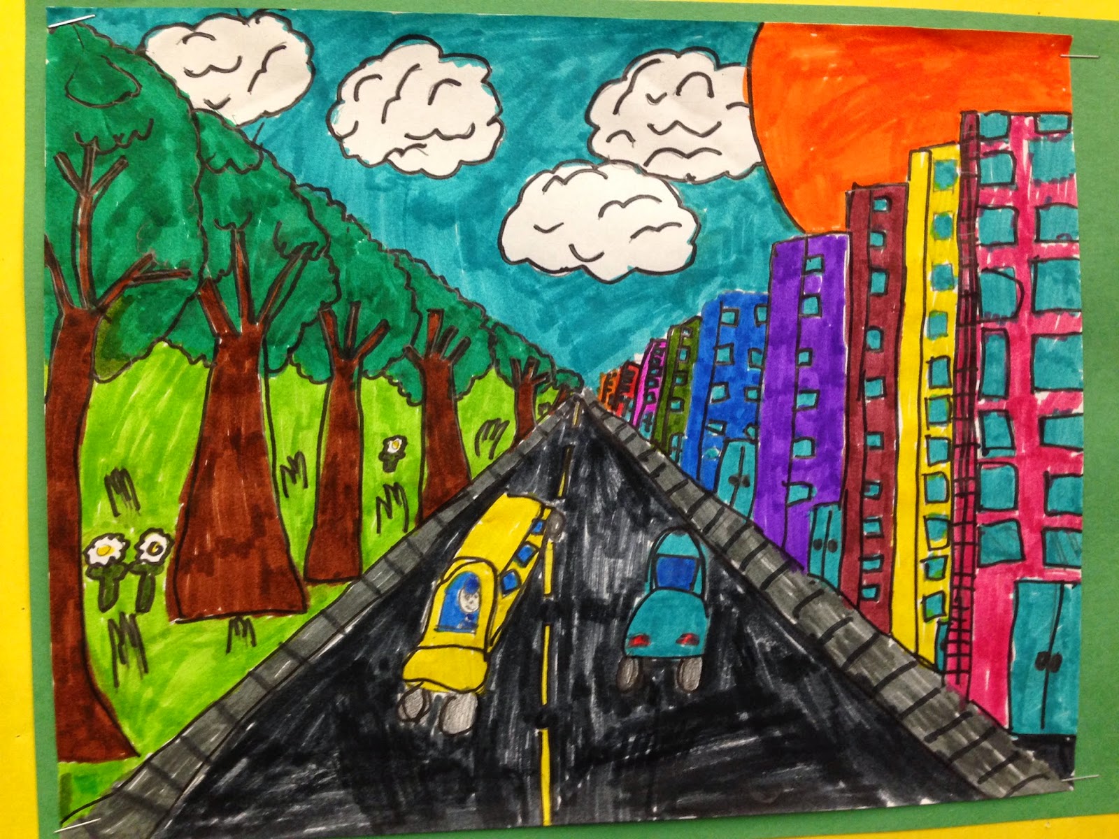 One Teacher's Adventures: One Point Perspective Art Project - Grade 4