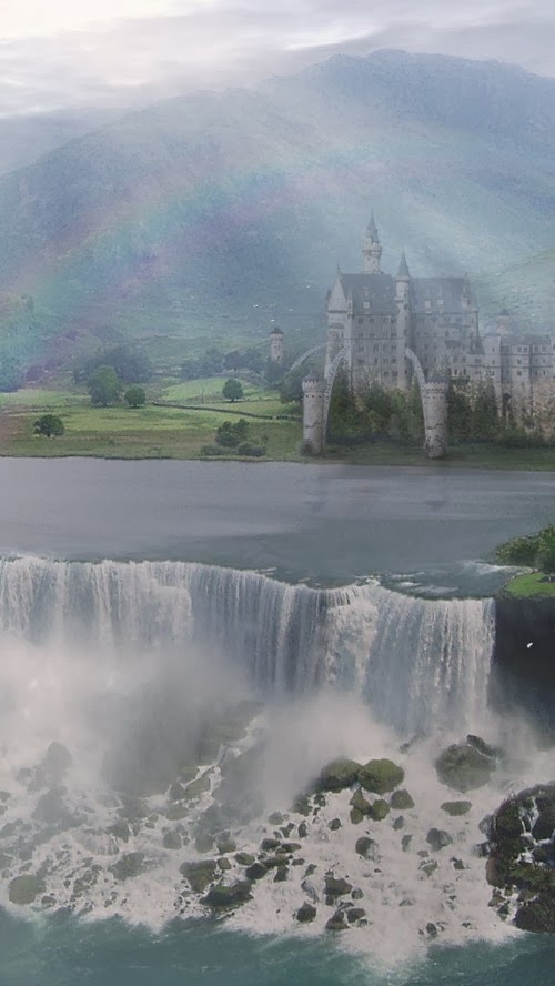 iPhone 5 HQ Wallpapers: Amazing Castle On Waterfalls iPhone 5 HQ Wallpaper