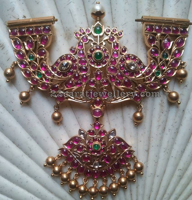 Two Step Pota Ruby Patakam Pendant - Jewellery Designs