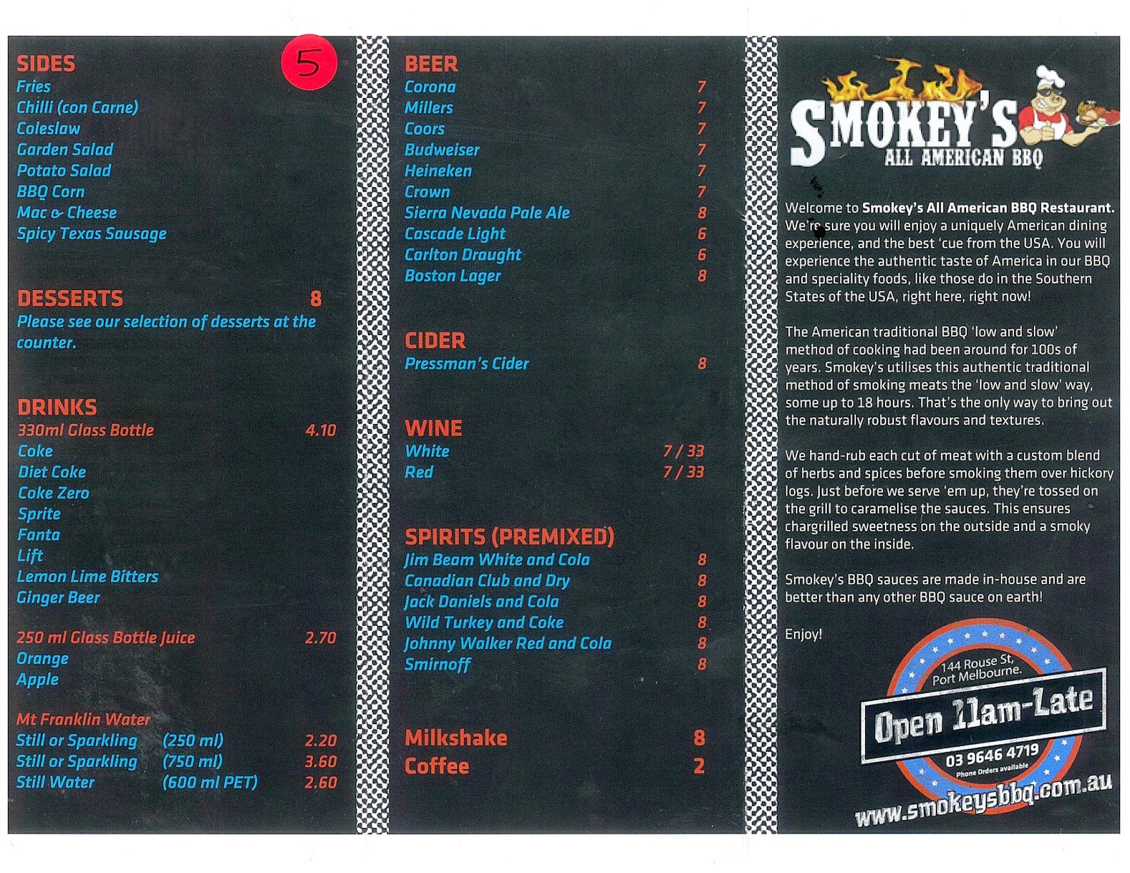 My Local Menu: Smokey's All American BBQ Restaurant