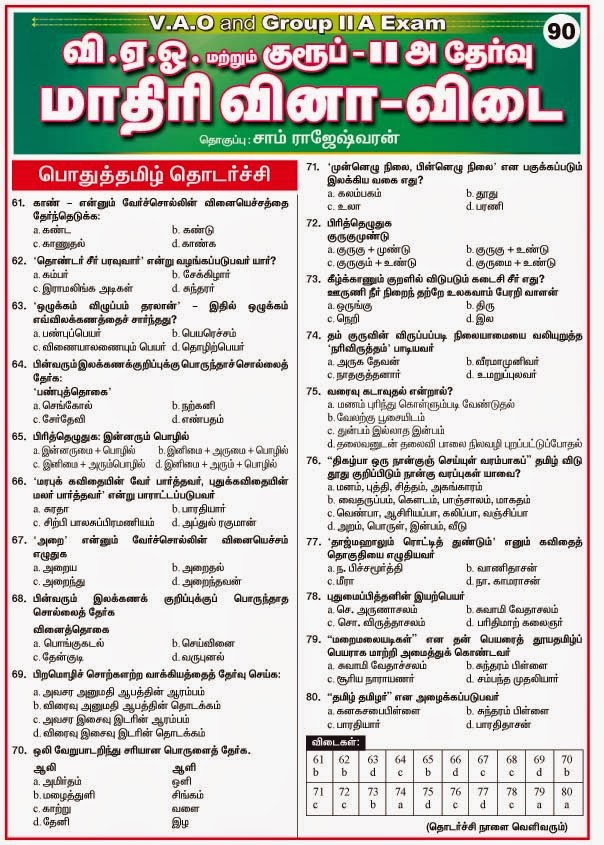 VAO and TNPSC Group 2 Study materials, model question papers collection ...