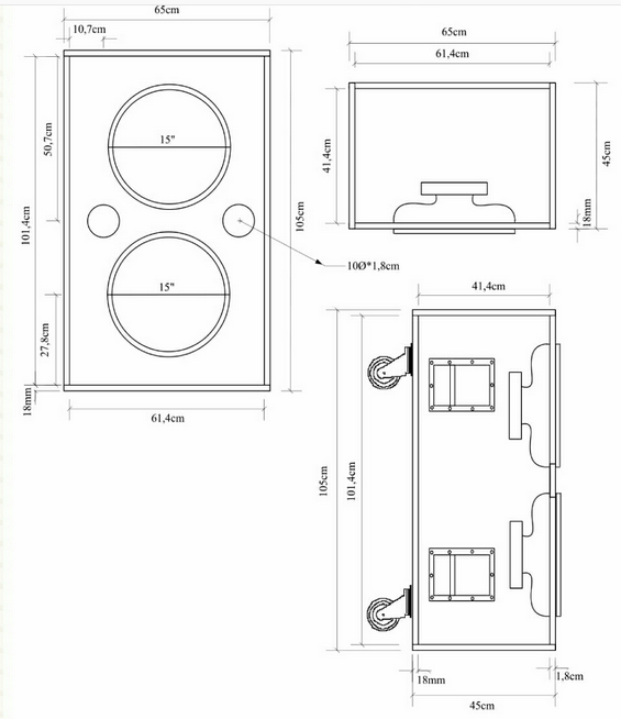 Ukuran box Subwoofer 15 inch model jbl4508a