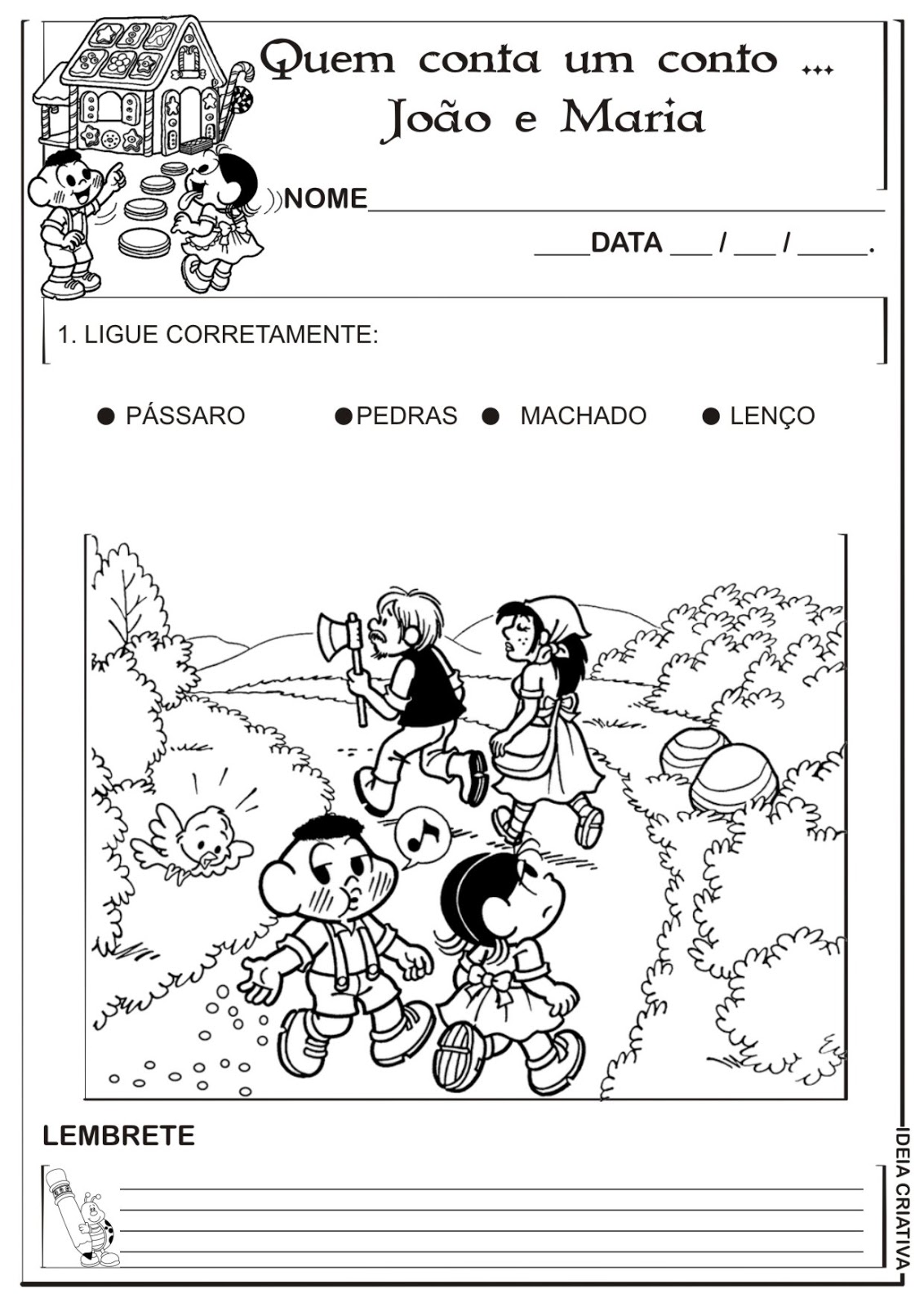 Atividade Contos de Fada João e Maria | Ideia Criativa - Gi Carvalho ...