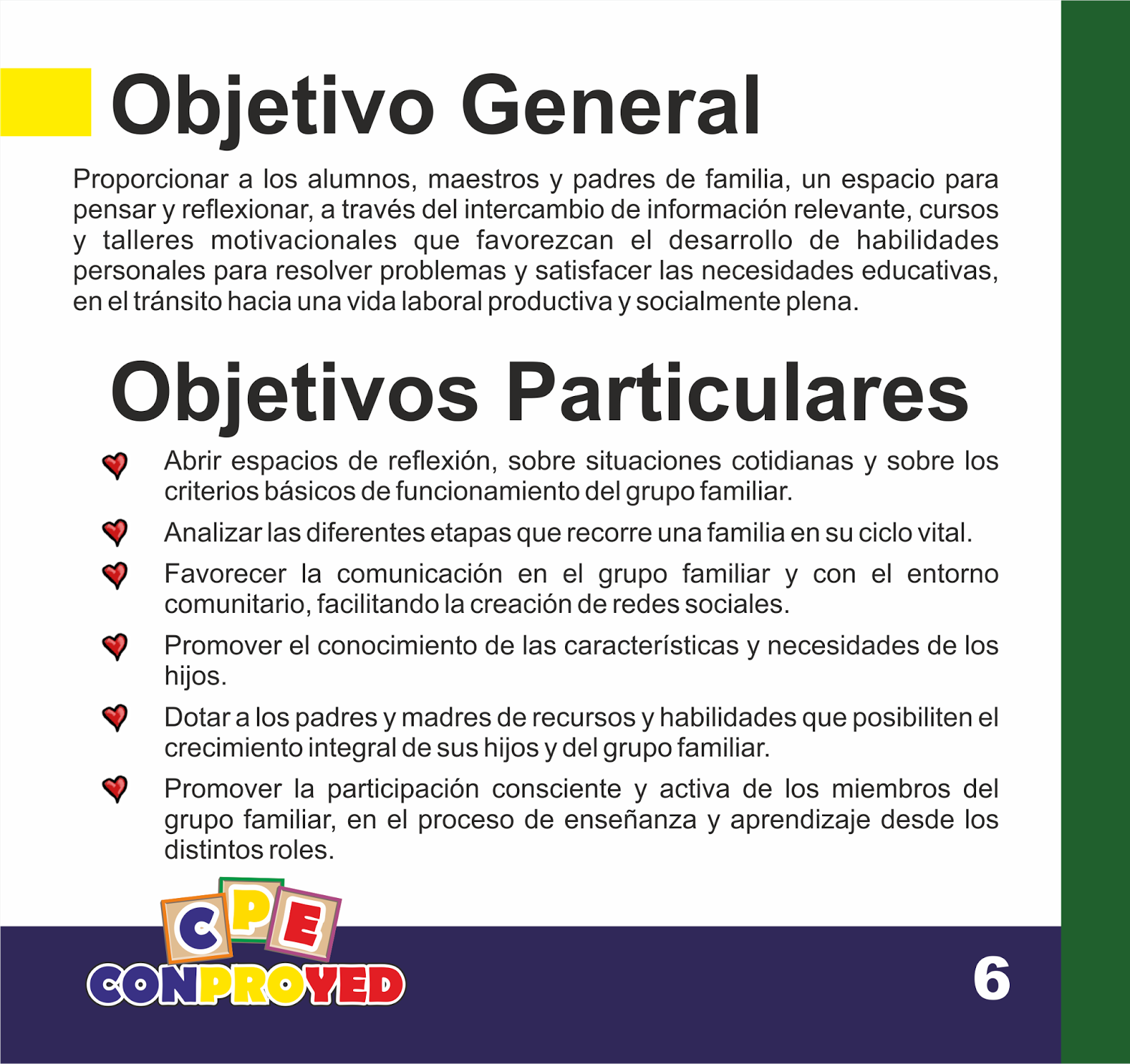 CONPROYED: Objetivos General y Particular