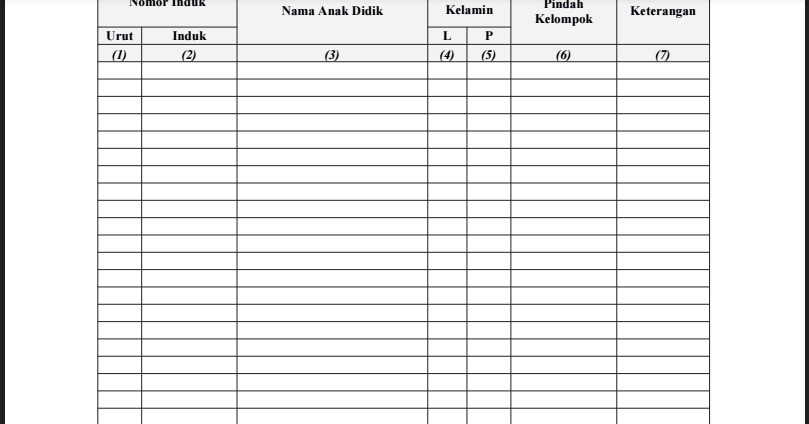 Contoh Format Buku Pindah Kelompok PAUD/ TK | RPPH RKH PAUD, TK, KB, RA ...