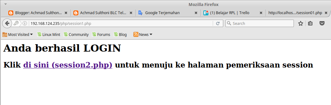 Session dan Cookies pada PHP ~ Achmad Sulthoni BLC Telkom Klaten