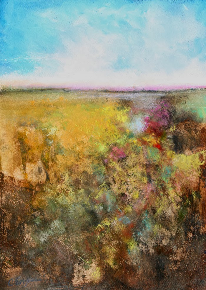 Carol Engles Art: Tapestry Field, abstract landscape by Carol Engles
