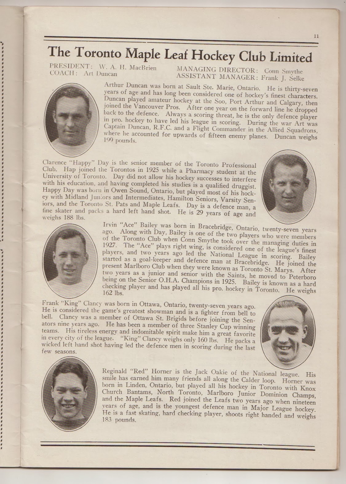 The Maple Leafs Programme Project: December 1930 Toronto Maple Leafs Full Program