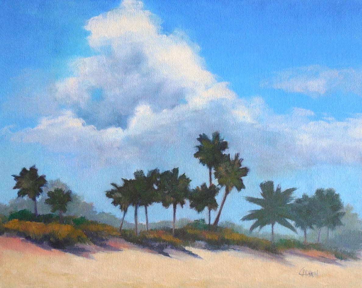 Carmen Beecher: Beachscape, 14x11 Oil on Canvas, Florida Beach Scene