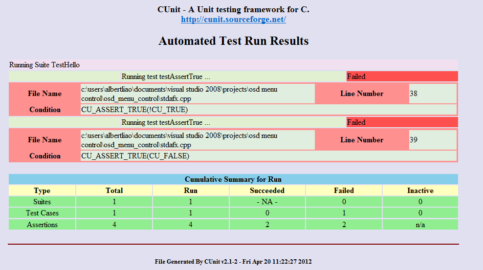 Albert 的筆記本: CUnit 筆記