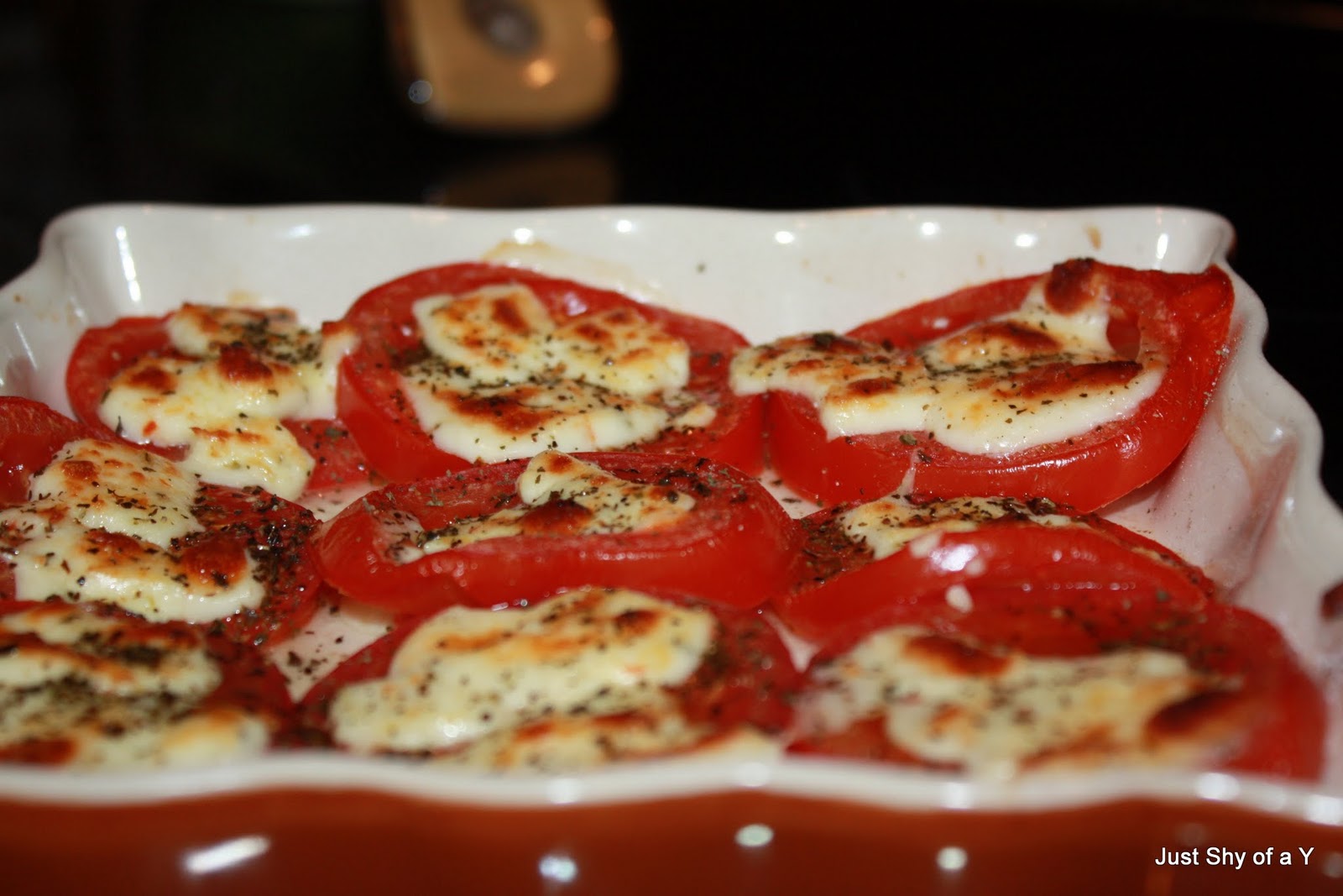 Just Shy of a Y: tomato, basil & melted feta cheese